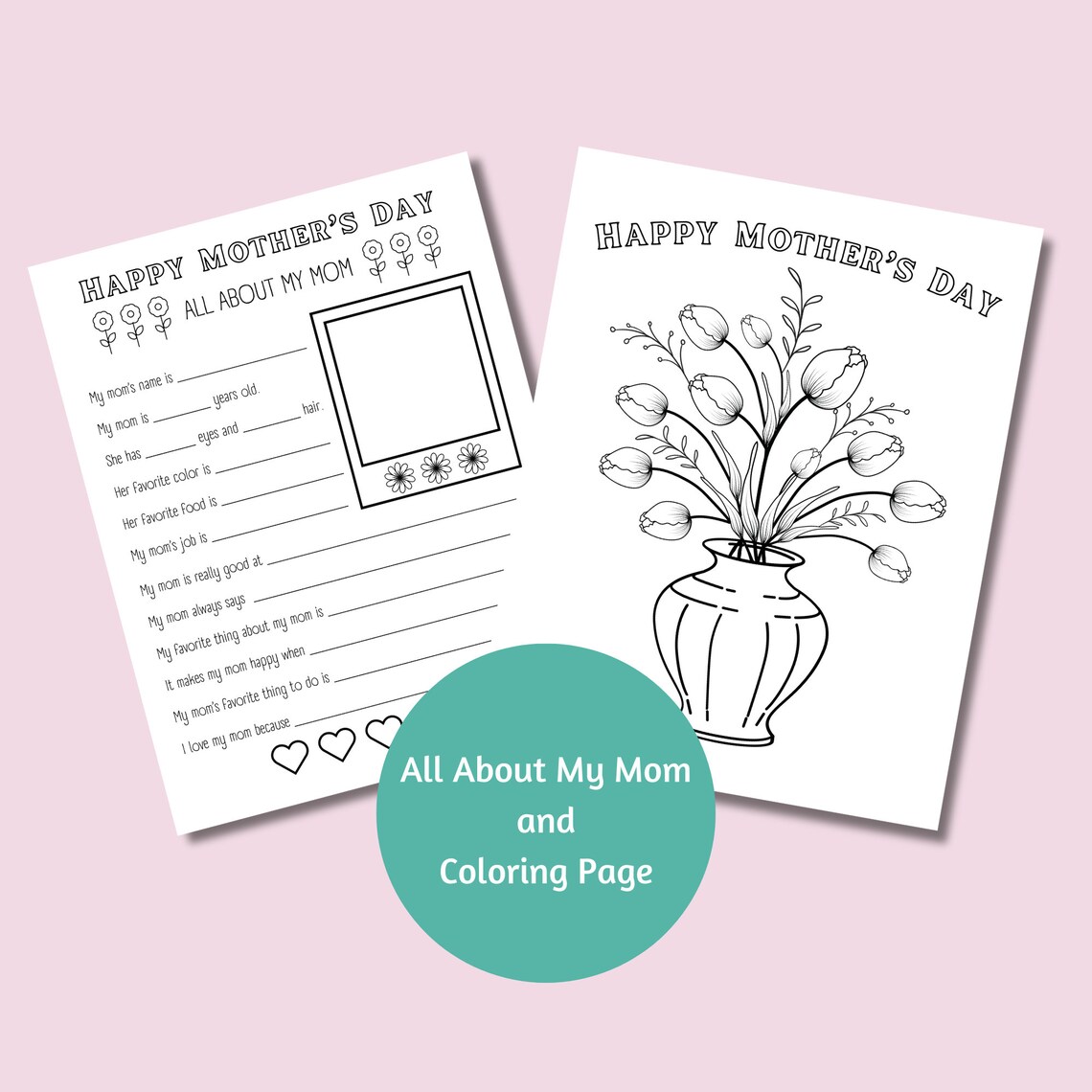 Mother's Day Printable Craft Bundle, 4 Pages, Mother's Day Bookmarks ...