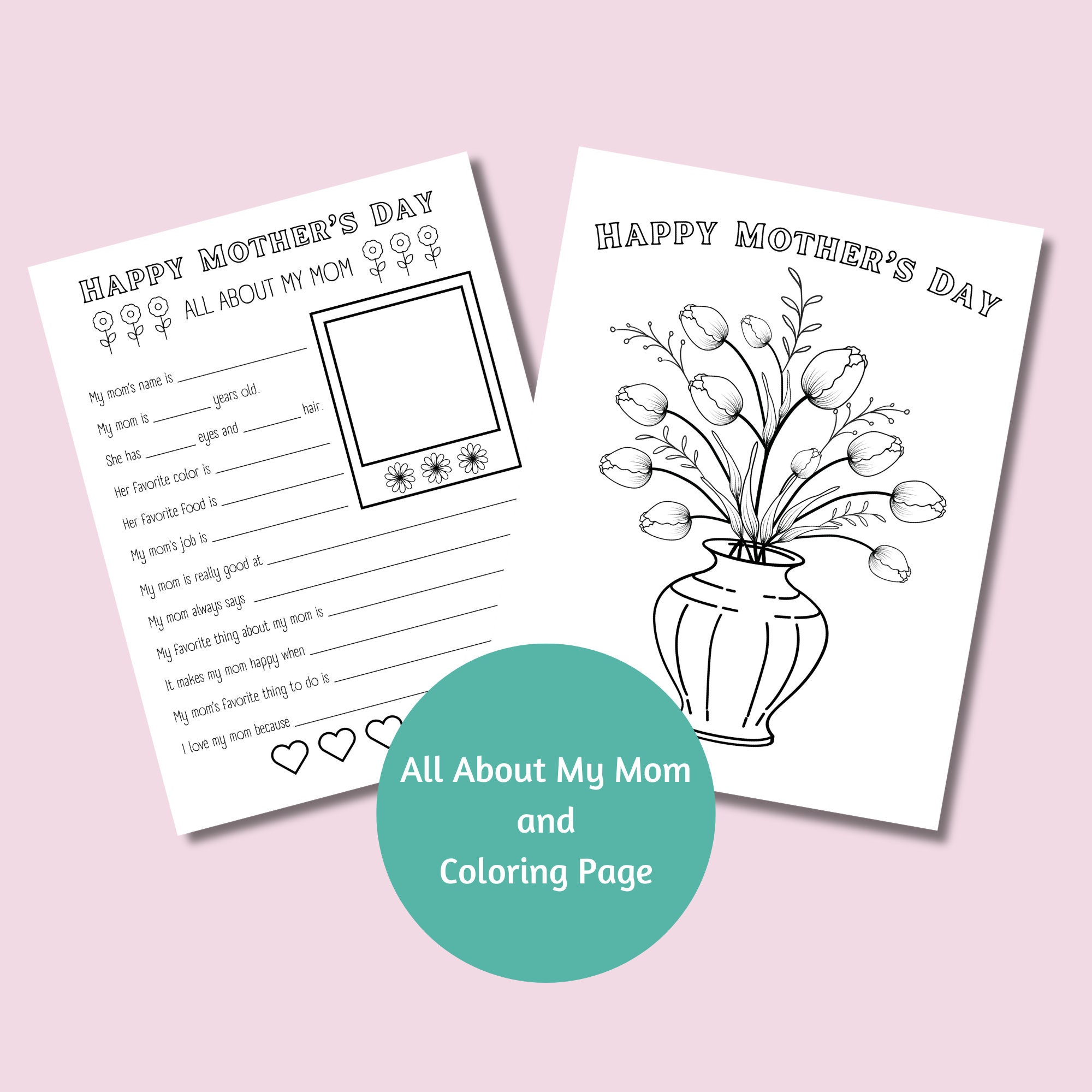 Mother's Day Printable Craft Bundle, 4 Pages, Mother's Day Bookmarks ...