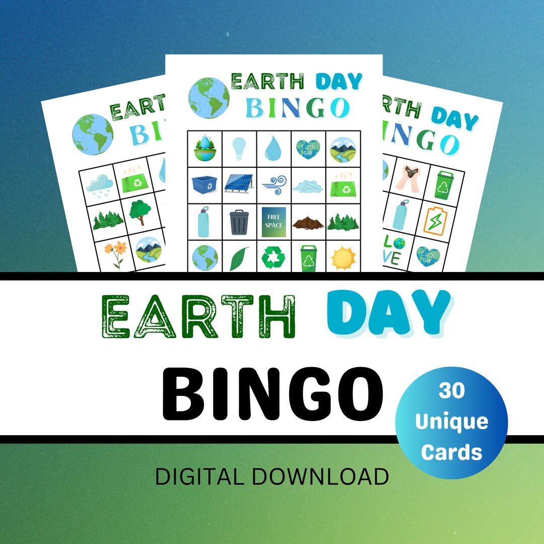 Earth Day Bingo, Earth Day Game, 30 Bingo Unique Bingo Cards, 30 ...
