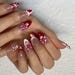 3D Red Floral Press-on Nails | 3D Handmade Customizable | Multicolor ...