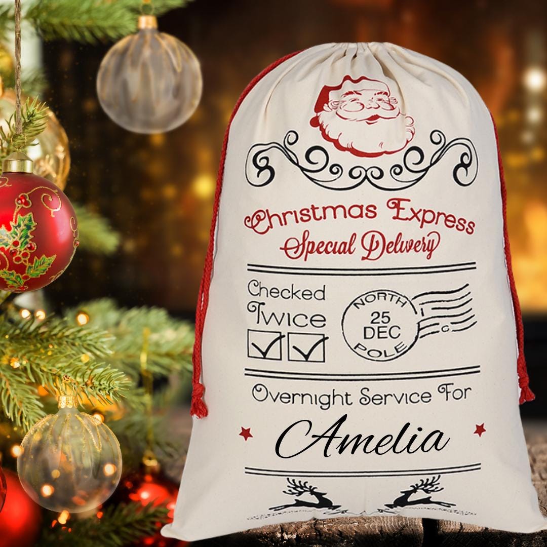 Personalised Christmas Sacks for Kids Name Sacks for Christmas Present ...