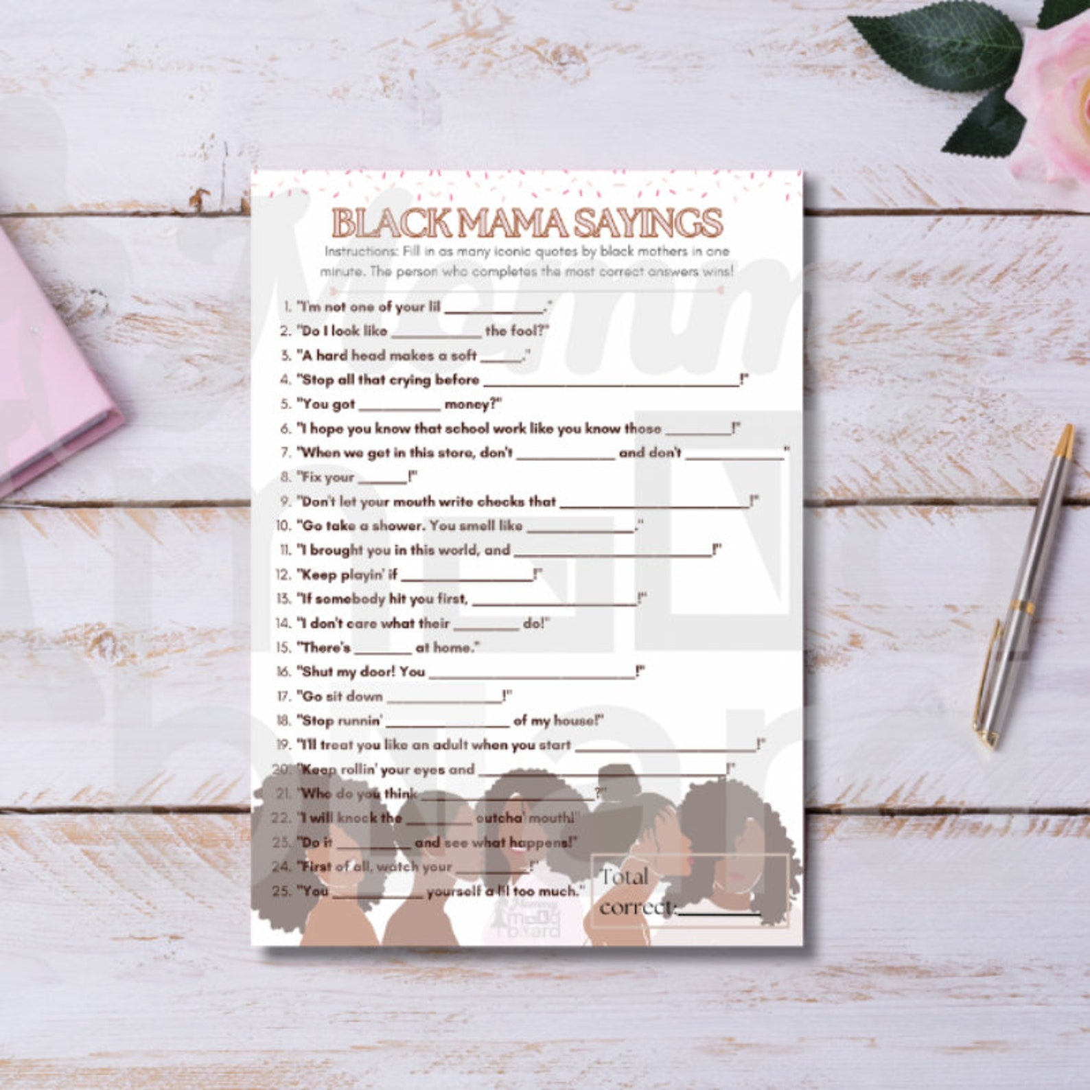 Black Mama Sayings Baby Shower Game - Etsy