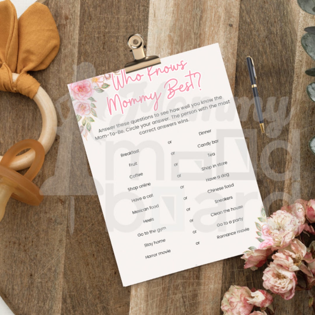 Who Knows Mommy Best? Baby Shower Game - Etsy