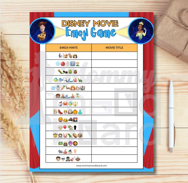 DISNEY MOVIE EMOJI Game - Etsy