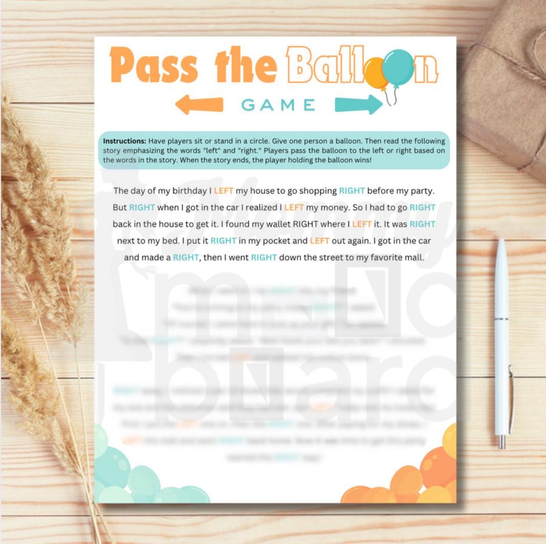 PASS THE BALLOON Game - Etsy