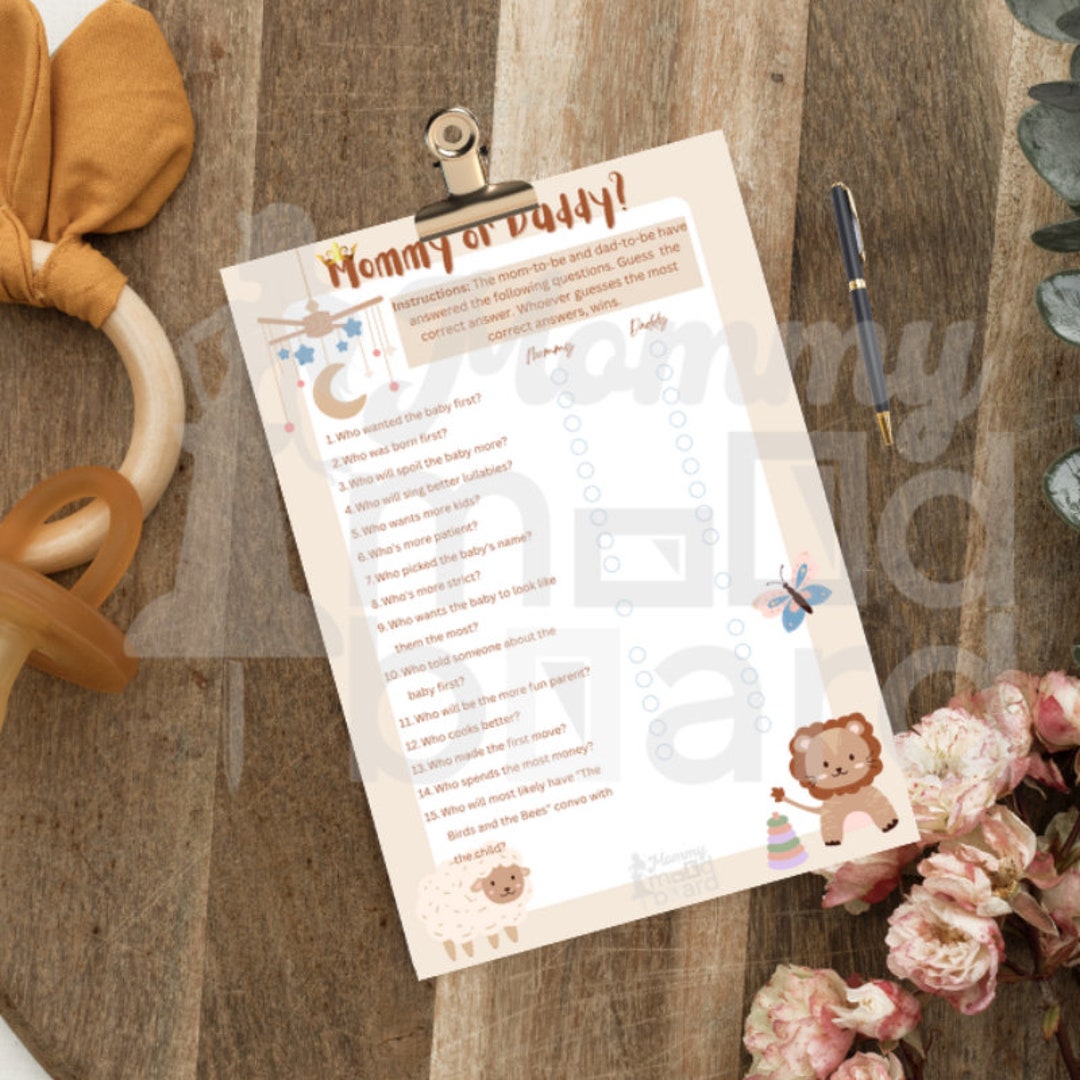 Mommy or Daddy? Baby Shower Game - Etsy