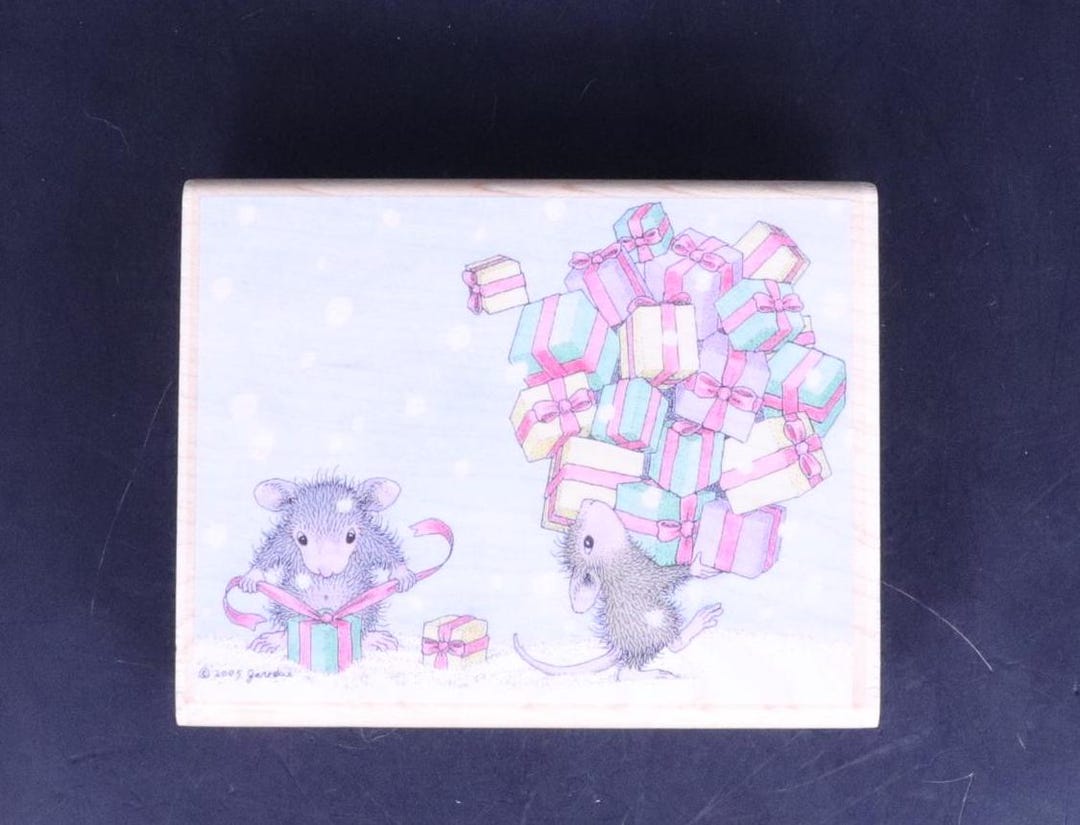 Stampabilities House Mouse Mice Elves HMJR1034 Wooden Rubber Stamp ...