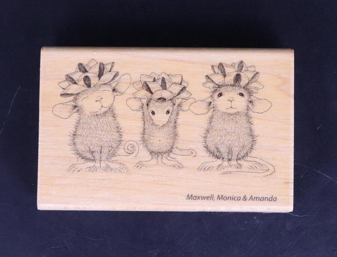 Vintage Stampendous HMM07 House Mouse "bow Tied" Wooden Rubber Stamp ...