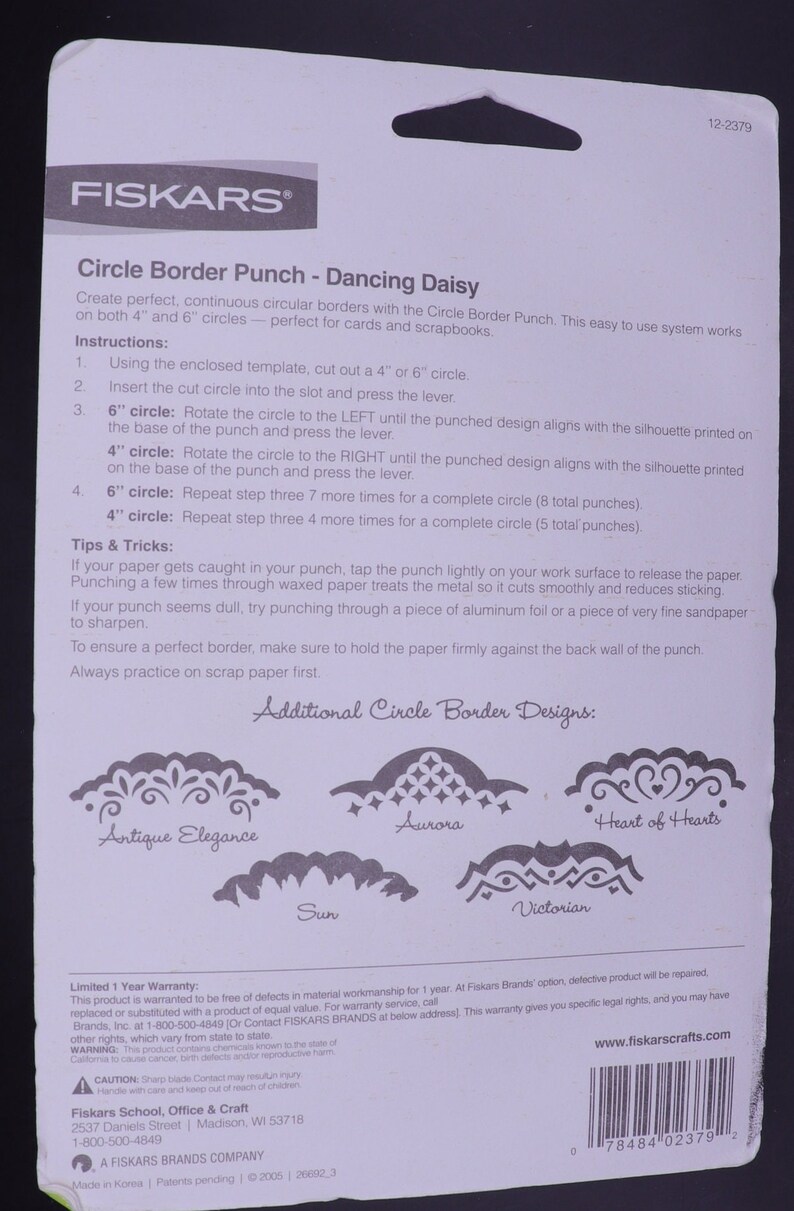 Fiskars Circle Border Punch - Dancing Daisy (new in Package) - Etsy