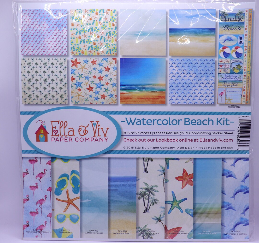 Ella & Viv Paper Company - Watercolor Beach Kit (2015) - Etsy