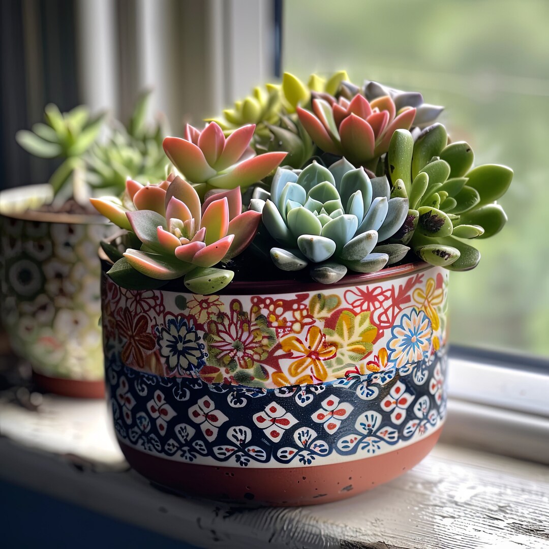 4 AI Digital Images of Suuculent Plants in Pots Each Image Approx ...