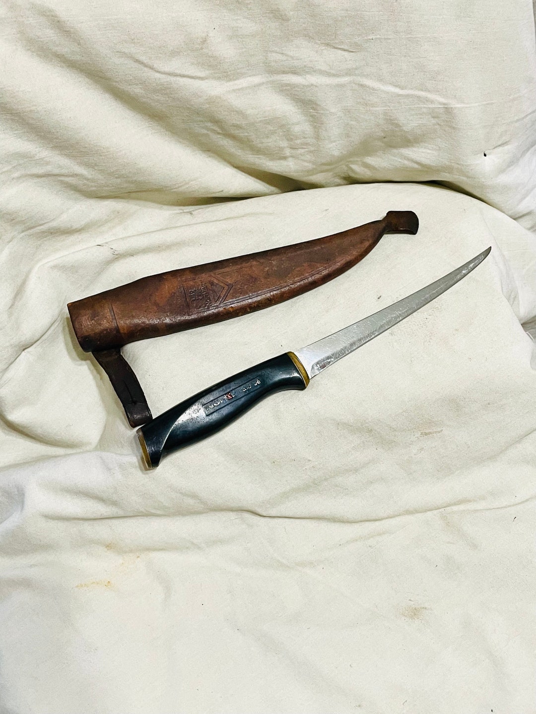 Vintage Fiskars NORMARK INOX 1967 Knife 81 With Original Leather Sheath ...