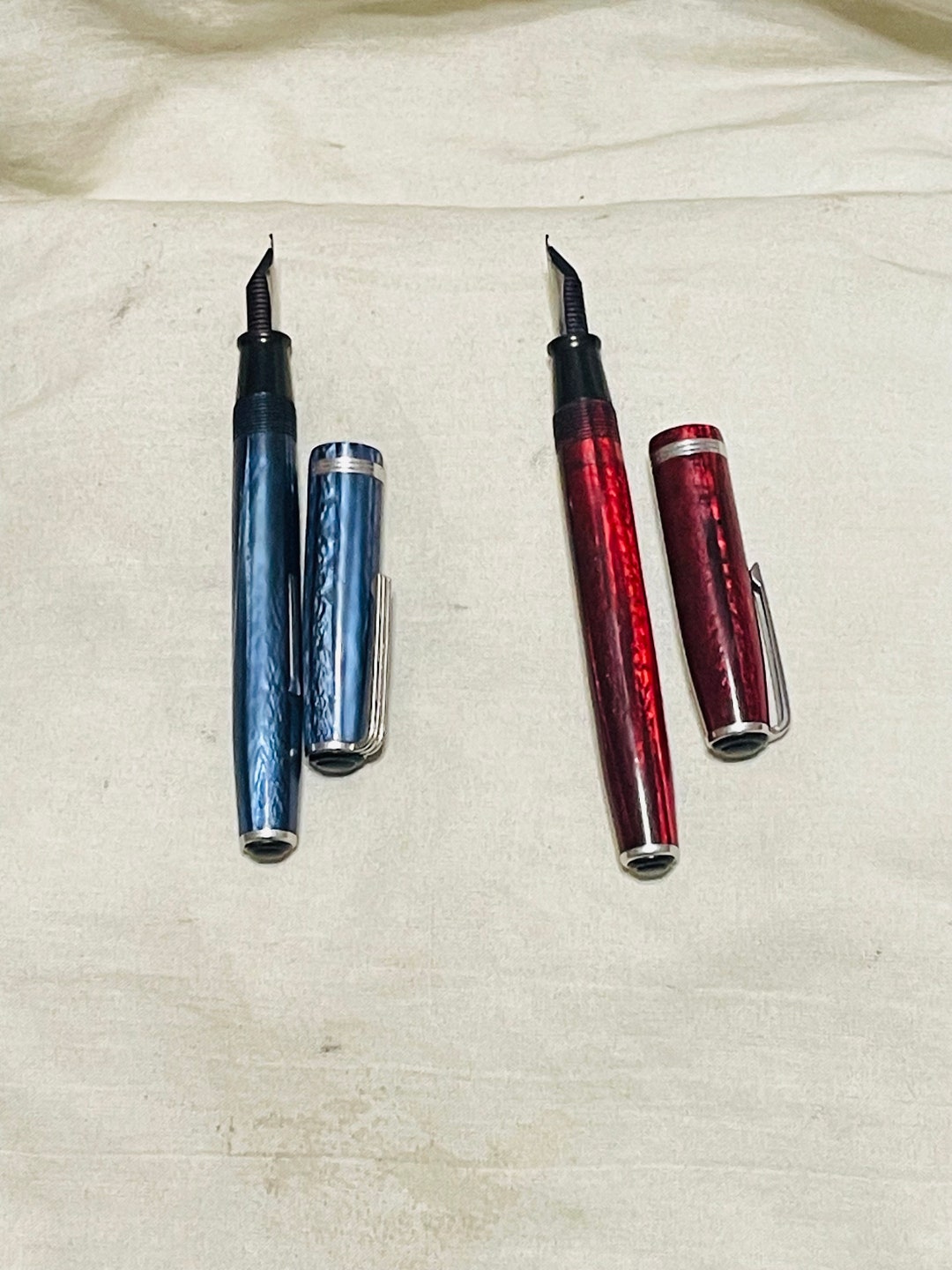 Vintage ESTERBROOK Red and Blue MARBLE Style Fountain Pen SET of 2 - Etsy
