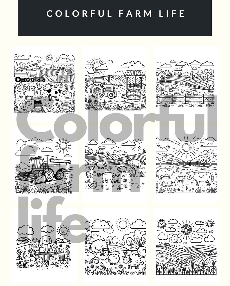 Animal Farm Life Coloring Book - Etsy