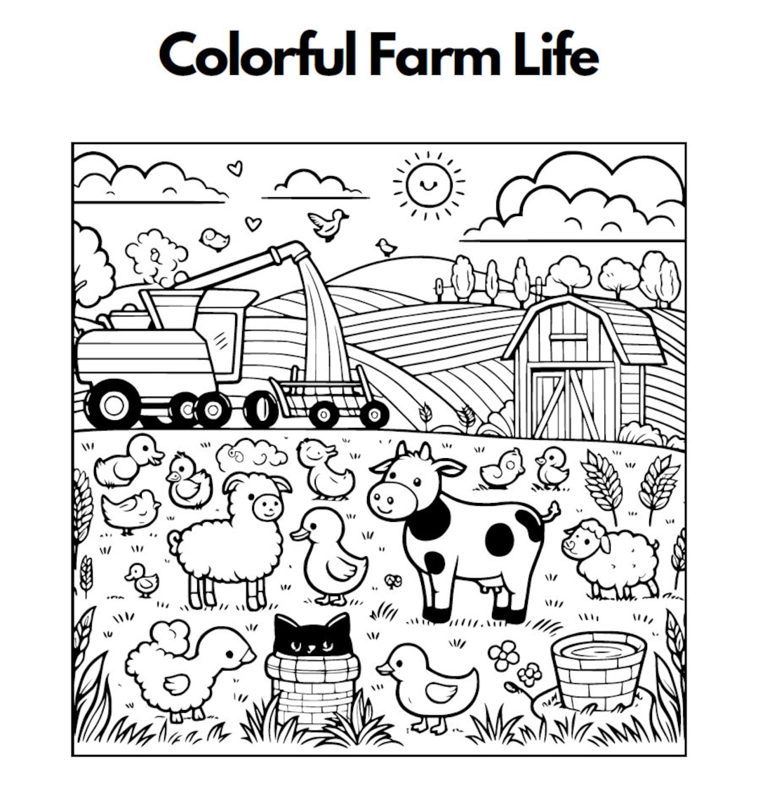 Animal Farm Life Coloring Book - Etsy
