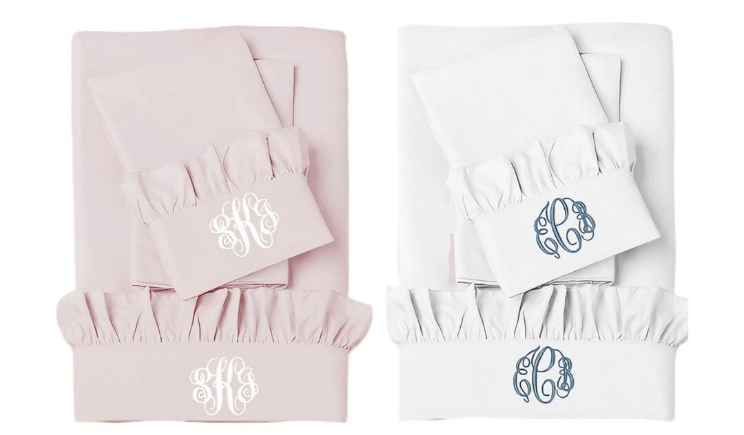 Monogram Sheet Sets With Embroidered Monogram Initials Gifts for Mom ...