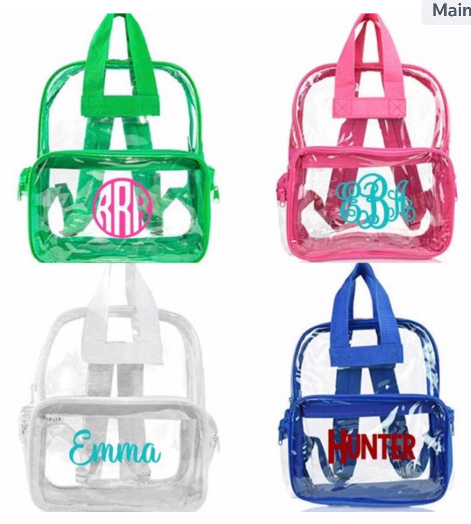 Personalized Clear Backpack: Monogrammed PVC School Bag, 15” - Etsy
