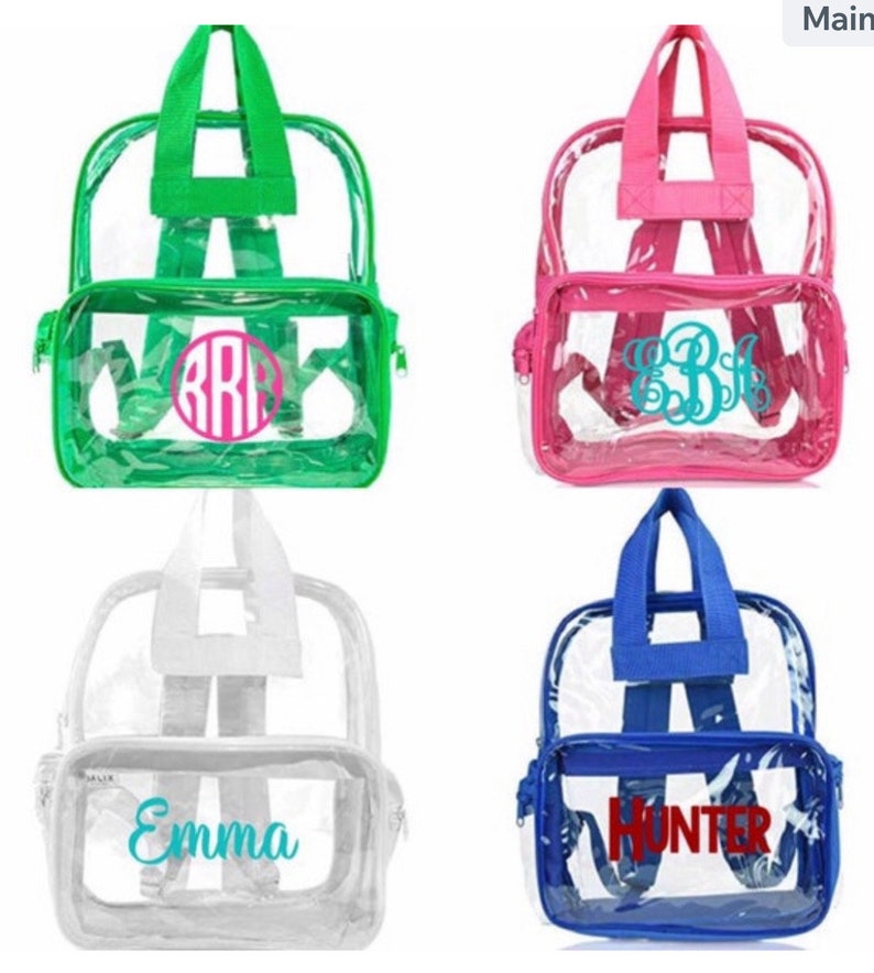Personalized Clear Backpack: Monogrammed PVC School Bag, 15” - Etsy