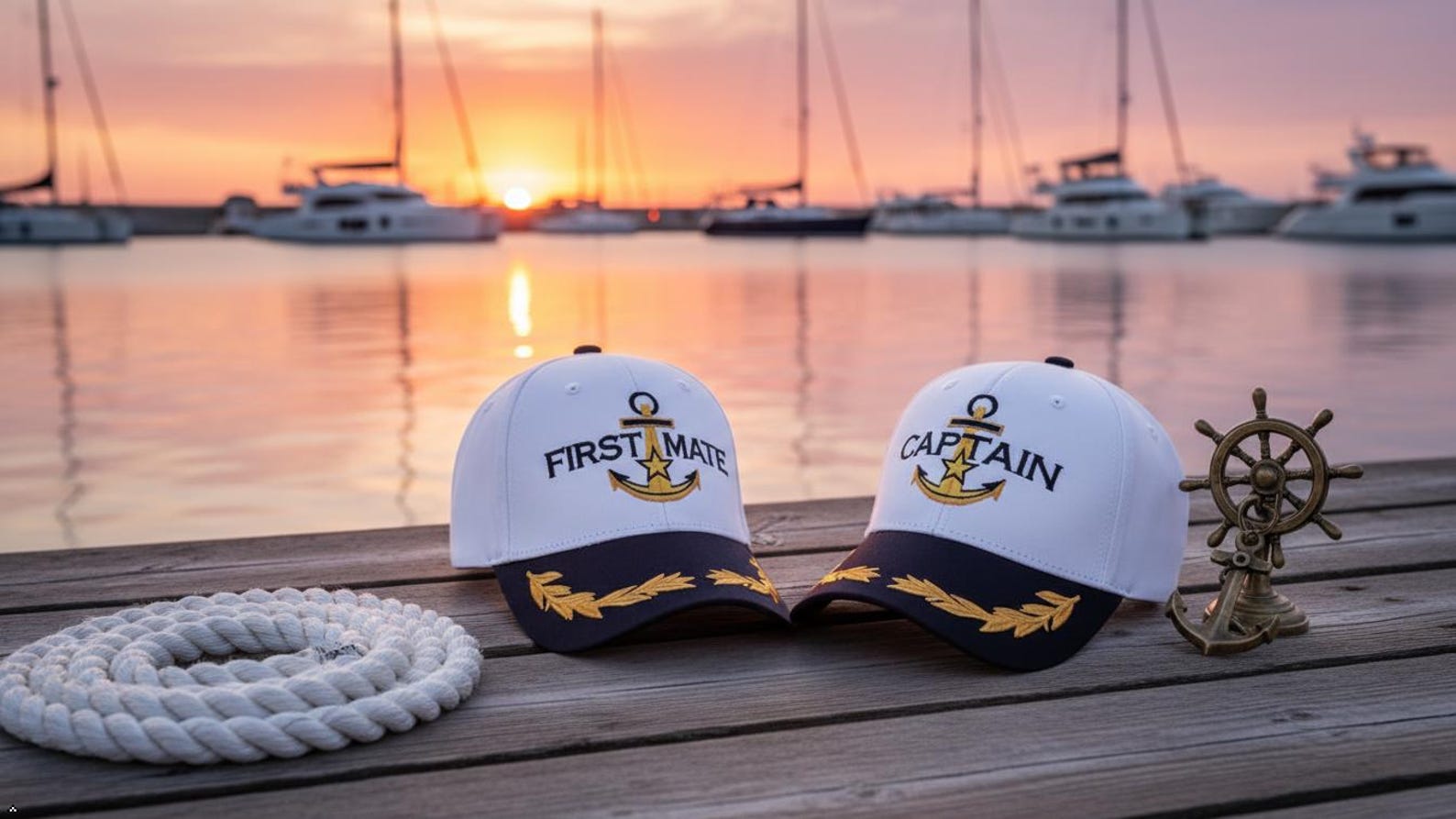 Captain First Mate Boating Caps Nautical Set Snapback - Etsy