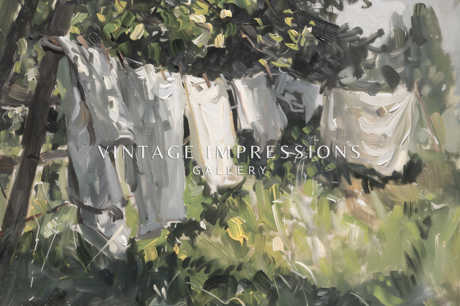 Vintage Country Laundry Clothesline Print, Original Print, Living Room ...