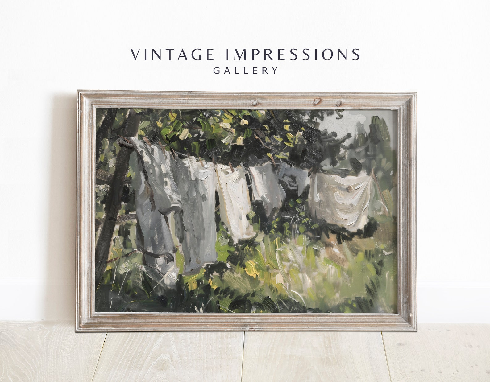 Vintage Country Laundry Clothesline Print, Original Print, Living Room ...