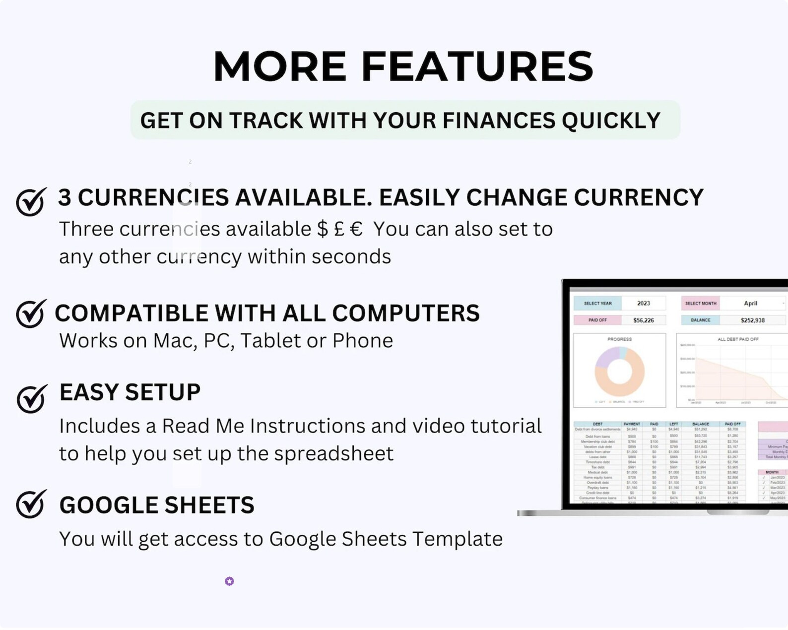 Budget Planner for Google Sheets- Bonus DEBT TRACKER - Etsy