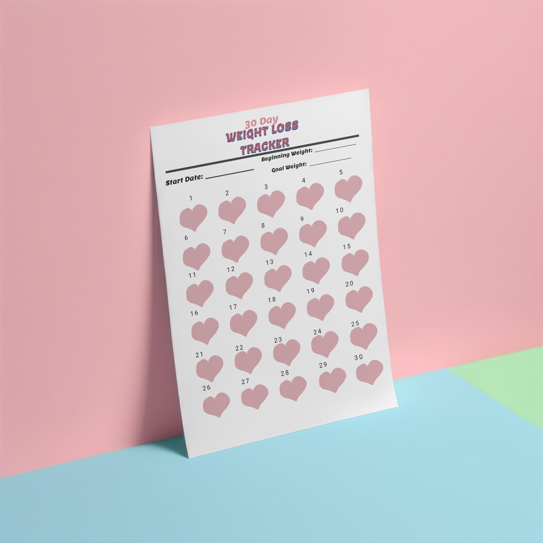 30 Day Weight Loss Tracker, Tracker, Weight Loss, A4, A5, Letter Size ...