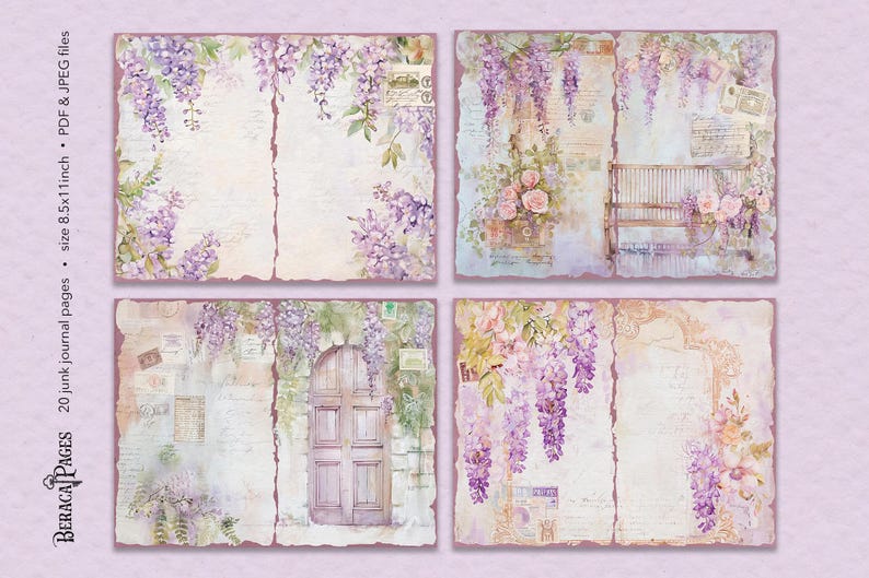 Wisteria Regency Junk Journal, Printable Victorian Scrapbook Paper ...