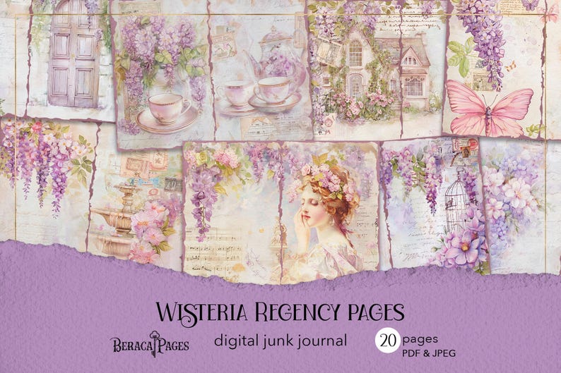 Wisteria Regency Junk Journal, Printable Victorian Scrapbook Paper ...