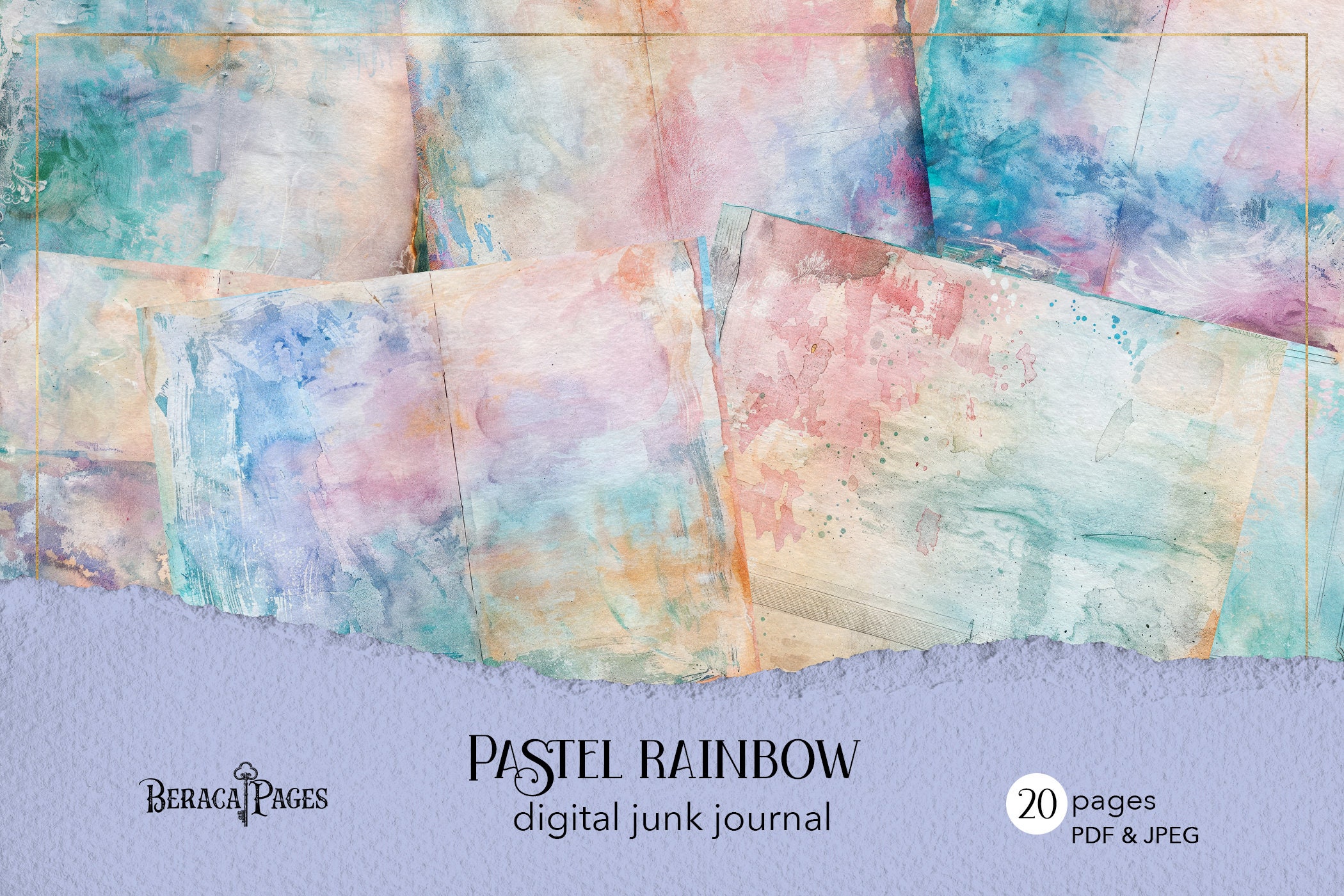 Pastel Rainbow Junk Journal, Printable Collage Pages (digital Download ...