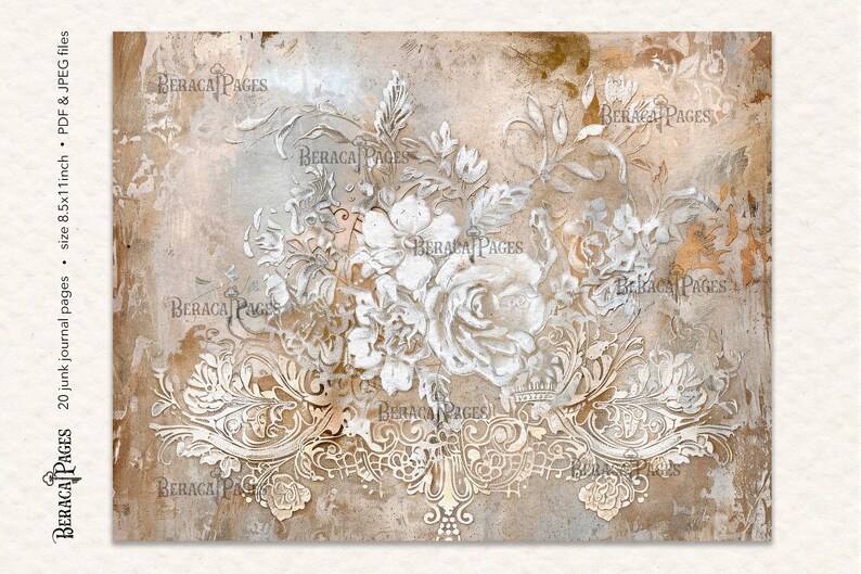 Parisian Lace Junk Journal, Printable Vintage Lace, Shabby Chic Digital ...