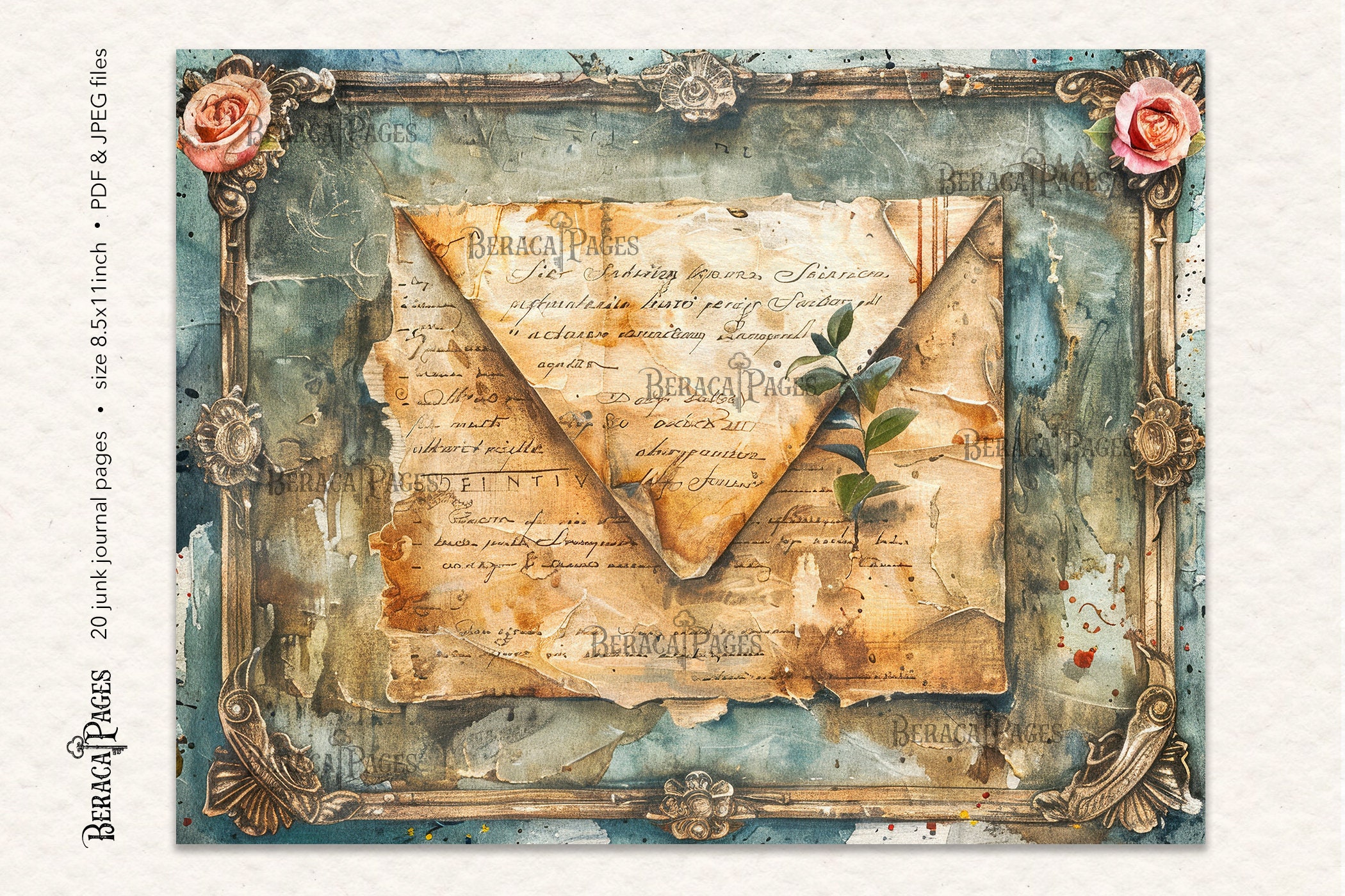 Love Letters Junk Journal Kit Printable Flower Scrapbook Vintage ...
