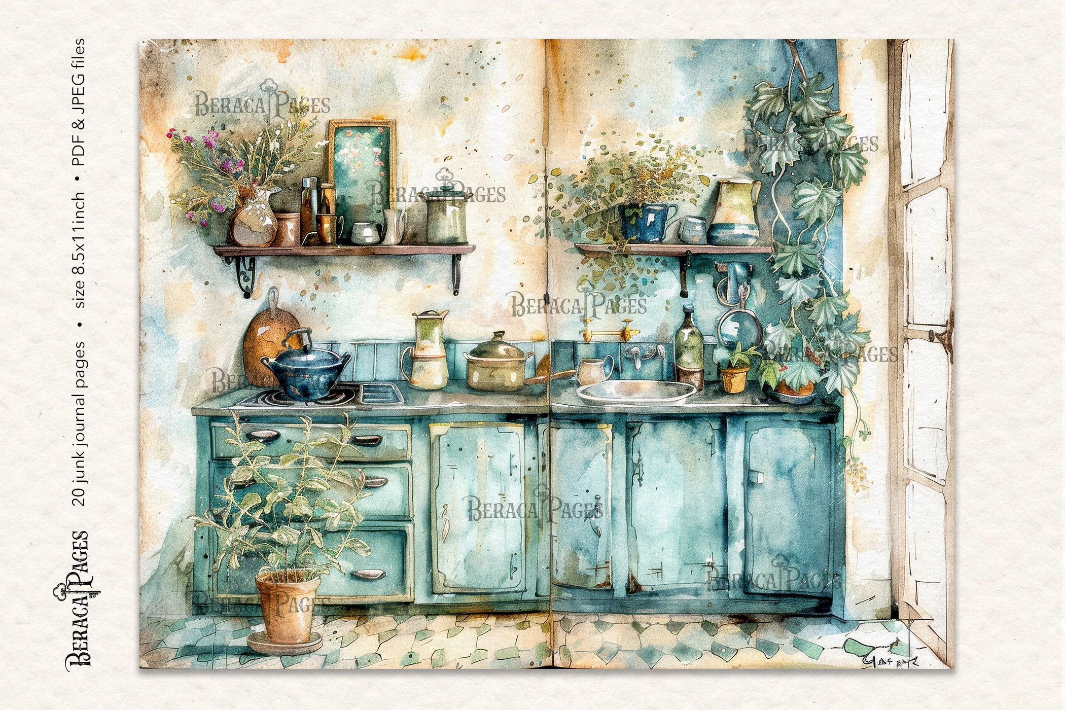 Rustic Kitchen Junk Journal, Printable Cookbook Pages, Victorian ...