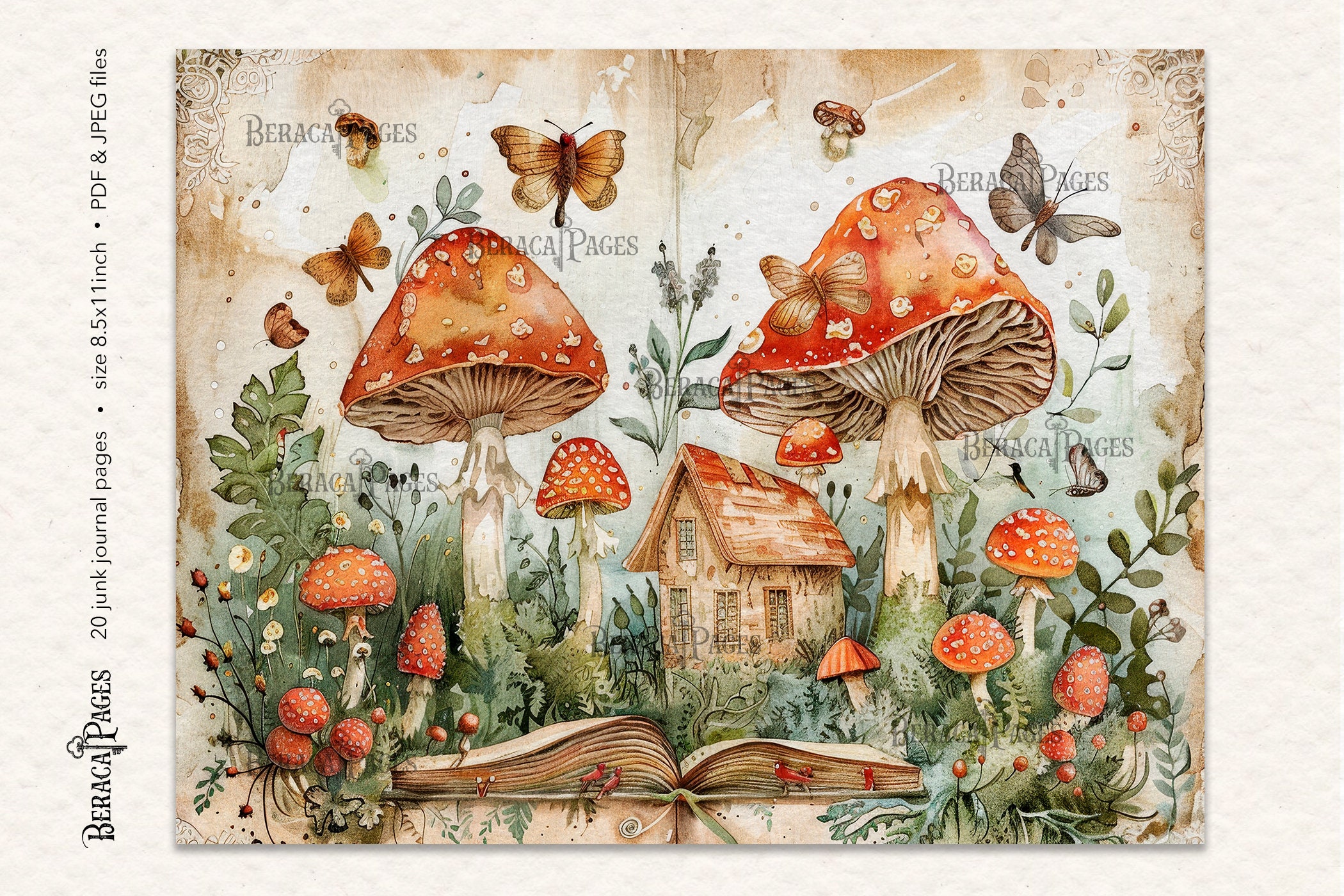 Cute Woodland Junk Journal, Printable Mushroom Journal, Baby Animals ...