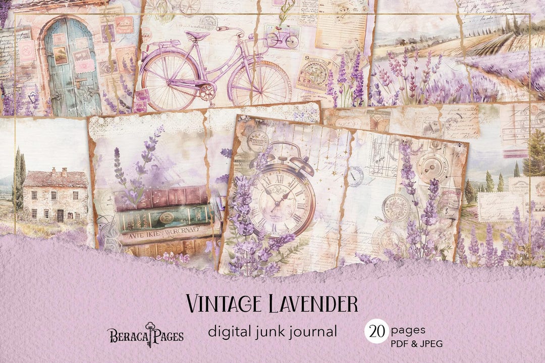 Vintage Lavender Junk Journal, Printable Lavender Journal, Lavender ...