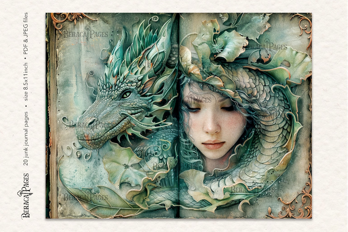 Vintage Dragon Junk Journal, Dragon Queen Journal Kit, Dragon Scales ...