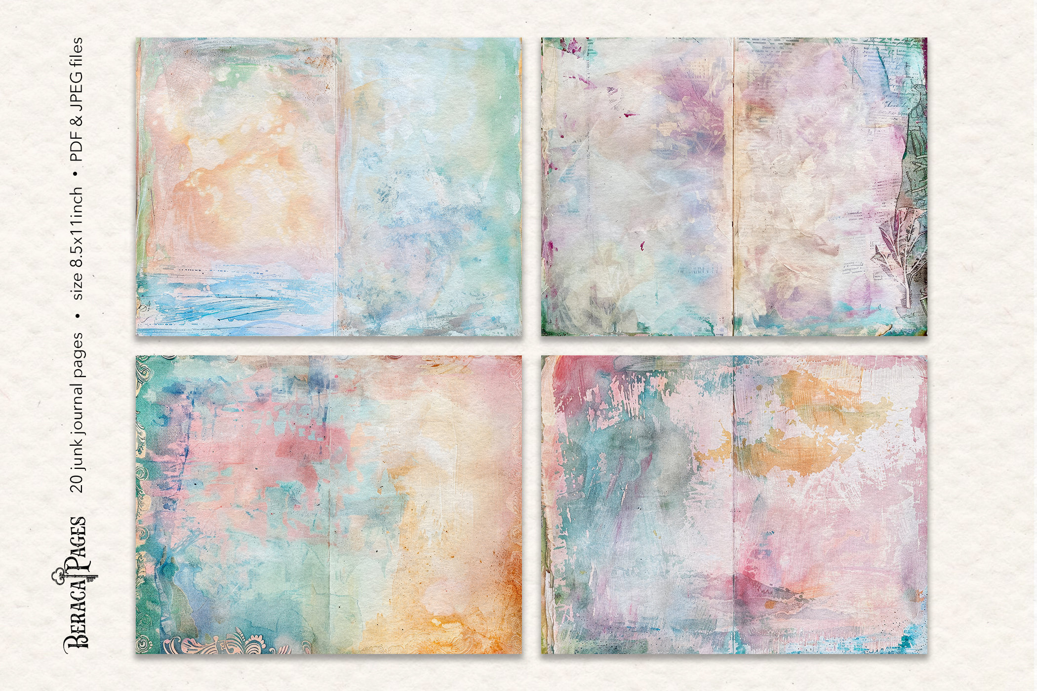 Pastel Rainbow Junk Journal, Printable Collage Pages (digital Download ...