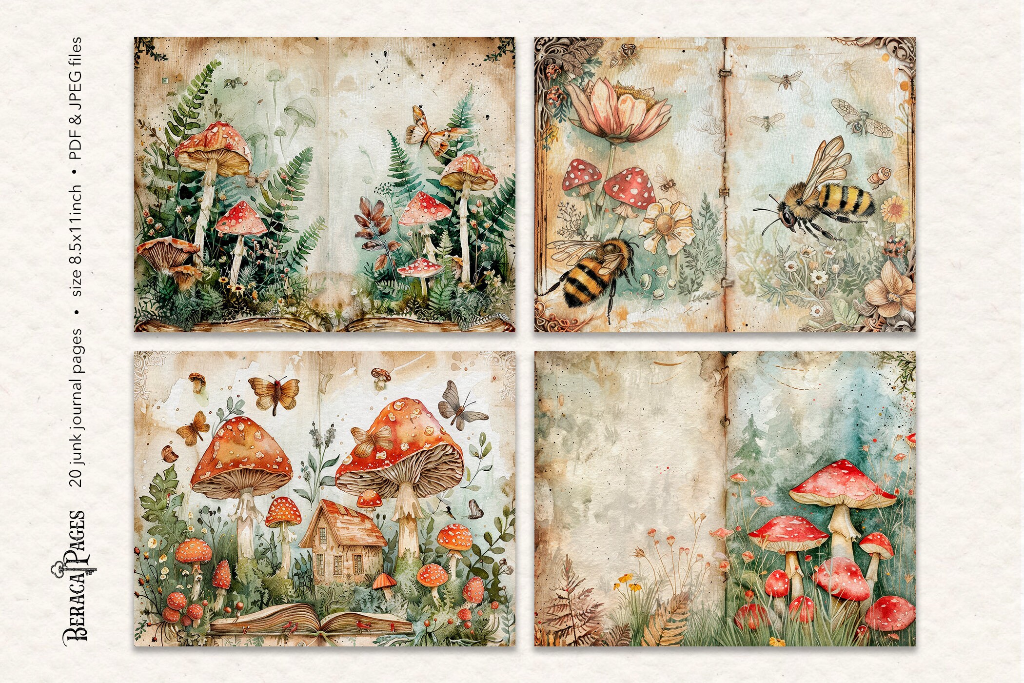 Cute Woodland Junk Journal, Printable Mushroom Journal, Baby Animals ...