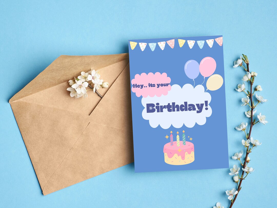 Happy Birthday Card Blue And Pink Card For Him For Her Joke Card