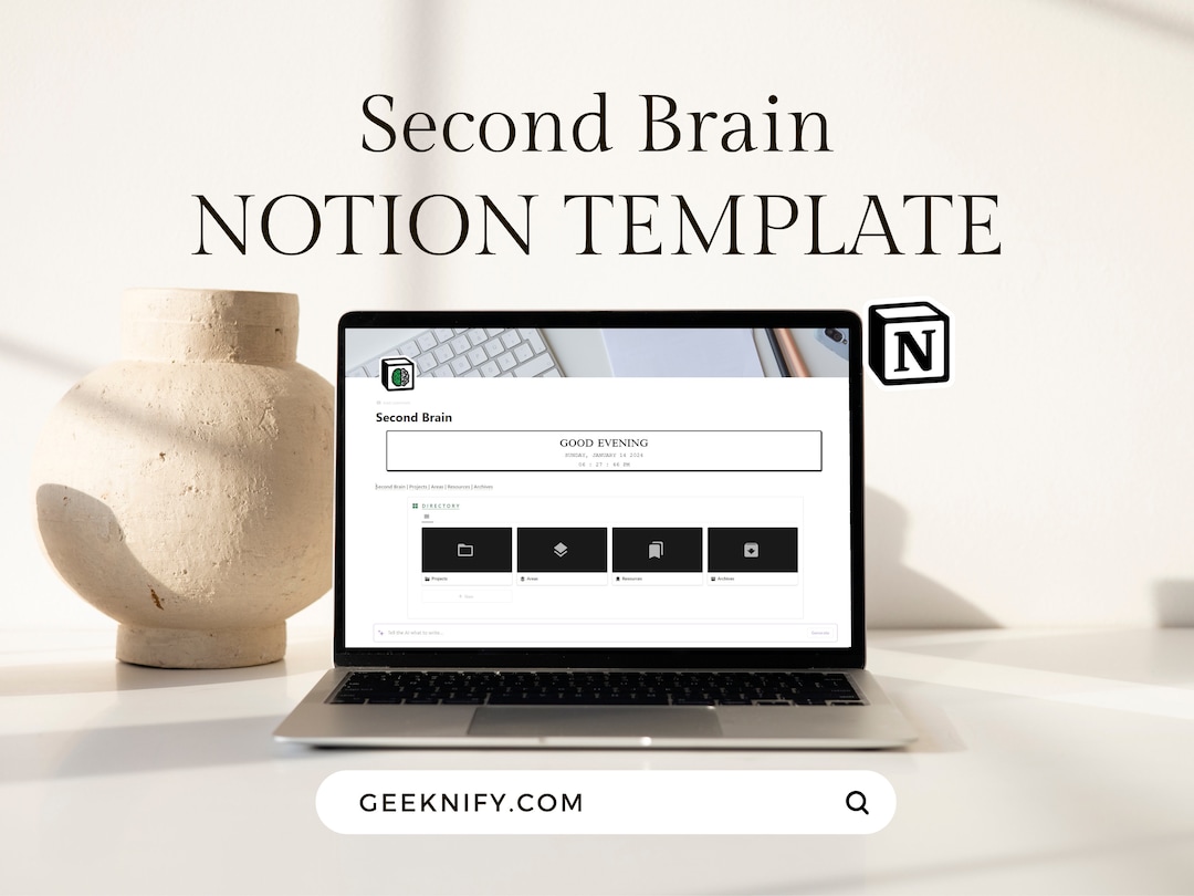 Second Brain Notion Template, All in One Notion Planner Template, Task ...