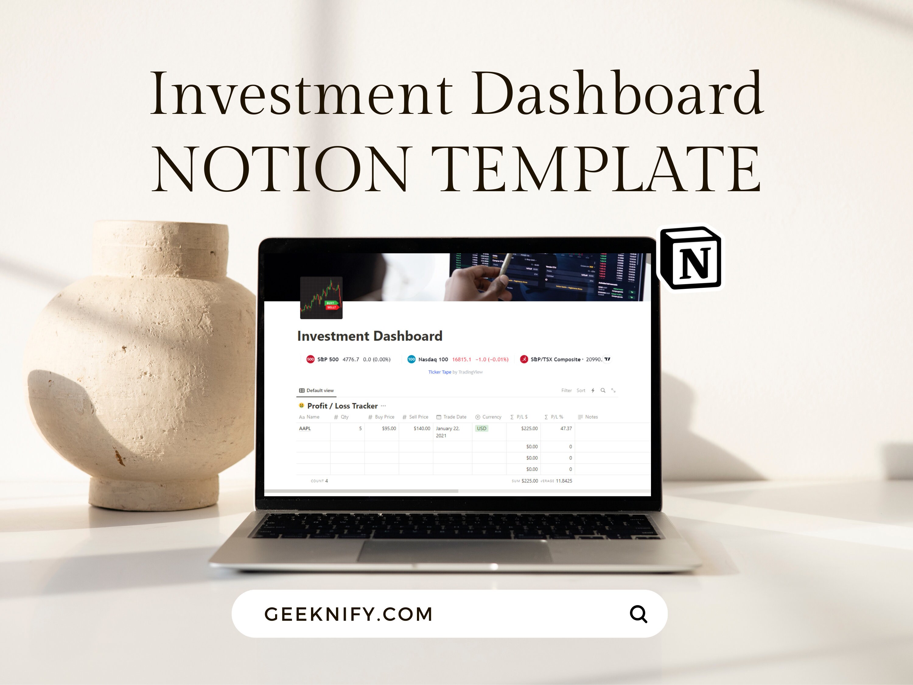 Investment Tracker, Notion Budget Template, Finance Dashboard, Stock ...