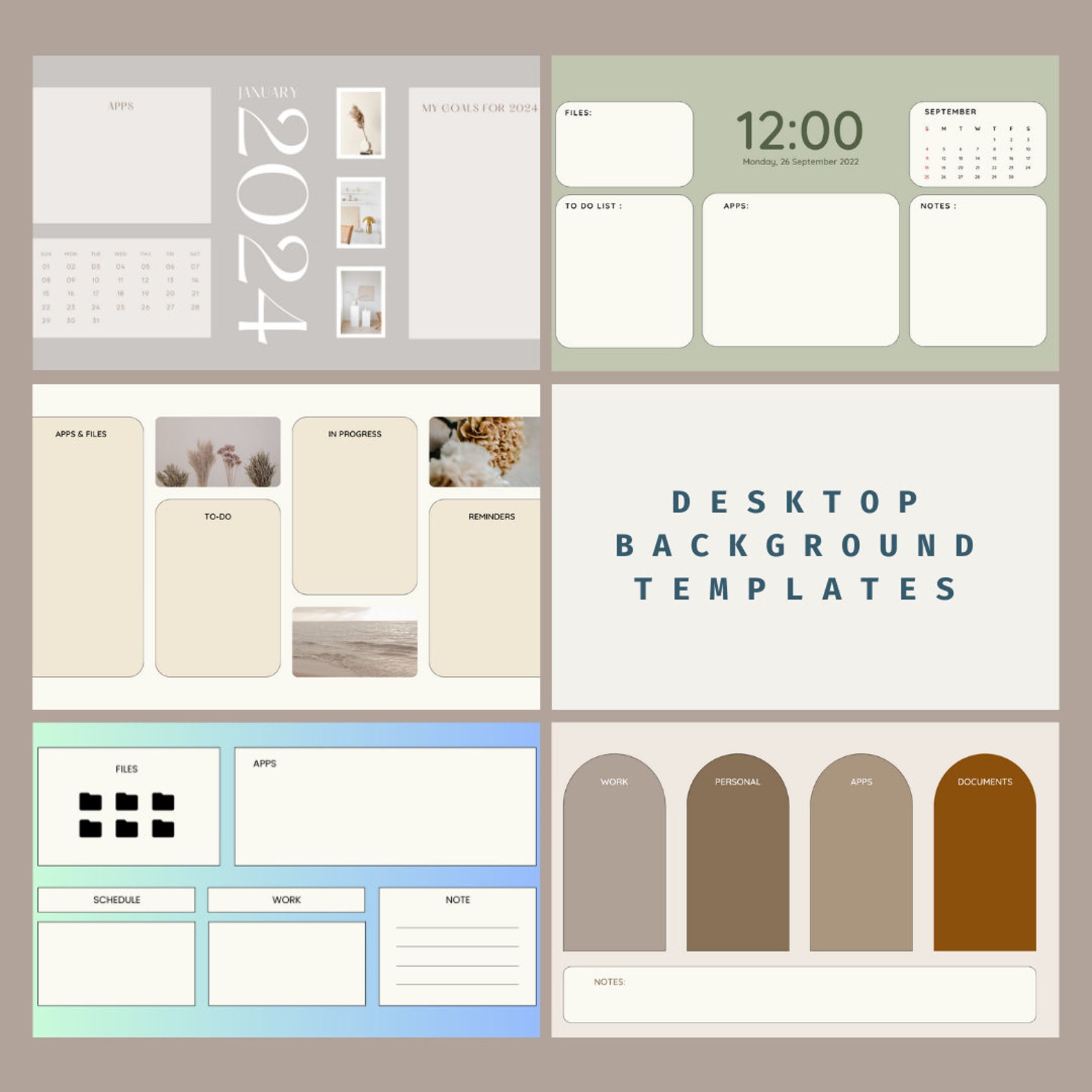 Desktop Background Template, Minimalist Desktop Organizer, Commercial ...