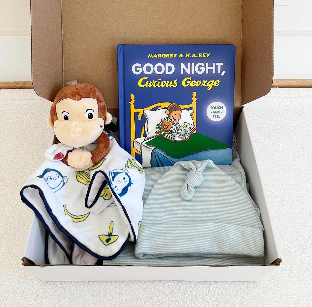 Curious George Baby Gift Box, Baby Shower Gift, Curious George Theme ...