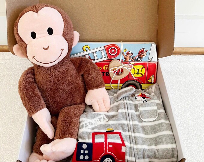 Curious George Baby Gift Box, Baby Shower Gift, Curious George Theme ...