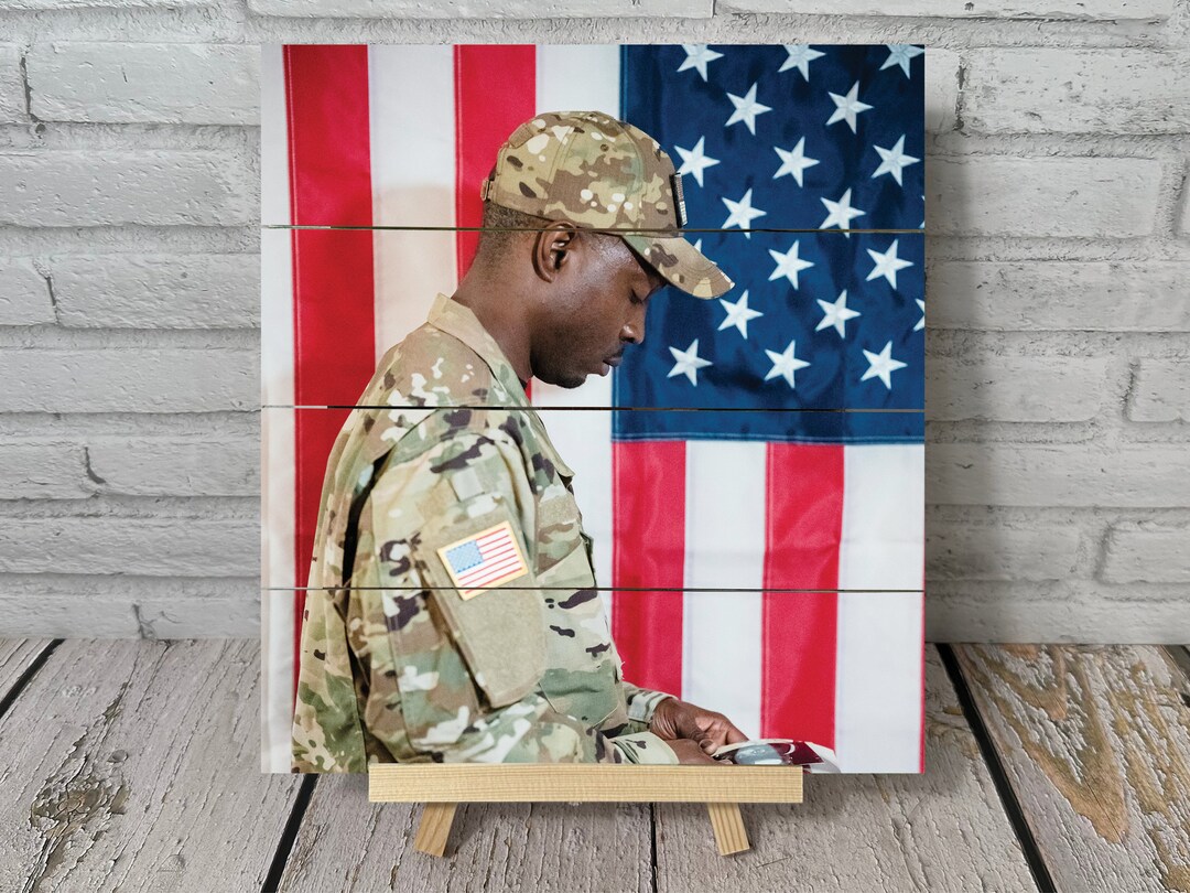 US Army Custom Military Print Photo on Wood Patriotic Decor Veteran ...