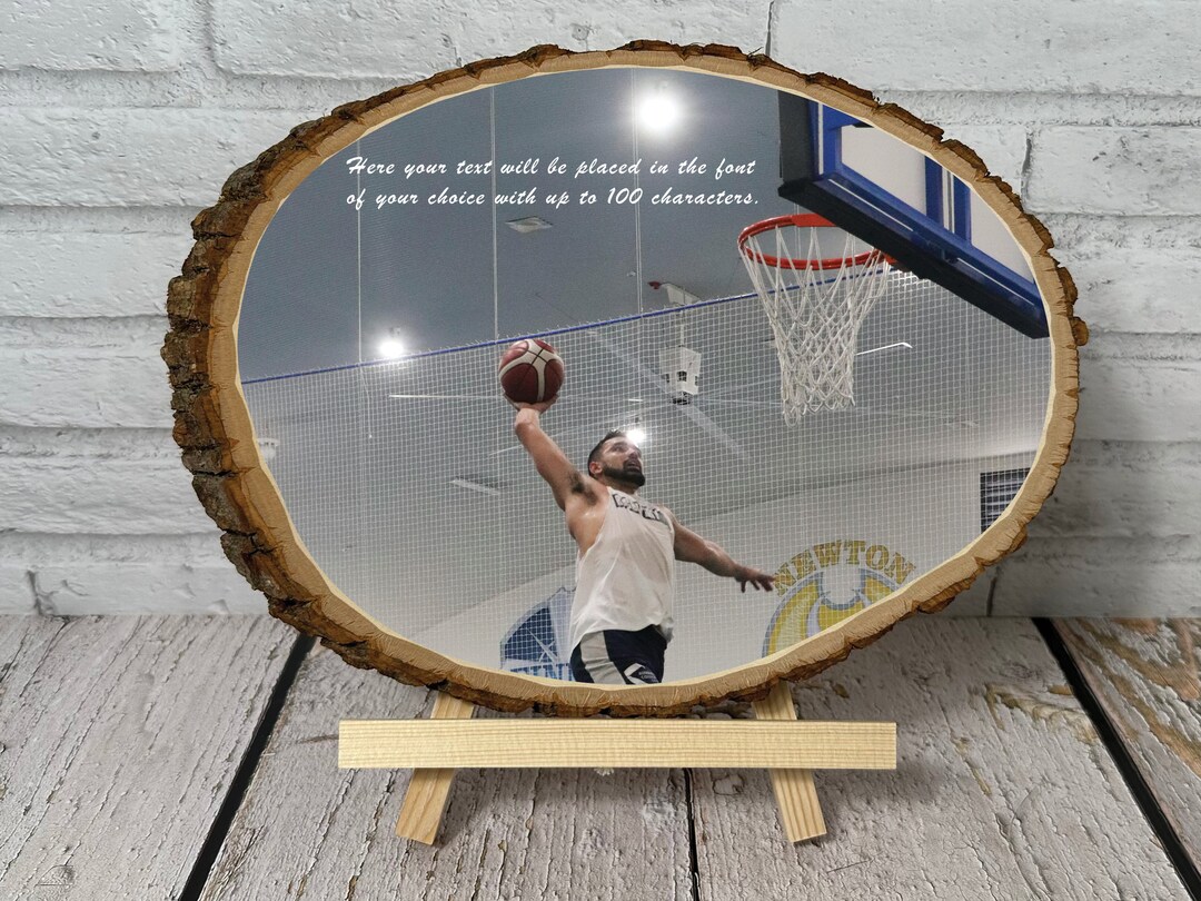 Custom Basketball Art Personalized Decor Real Wood Slice With Barks ...