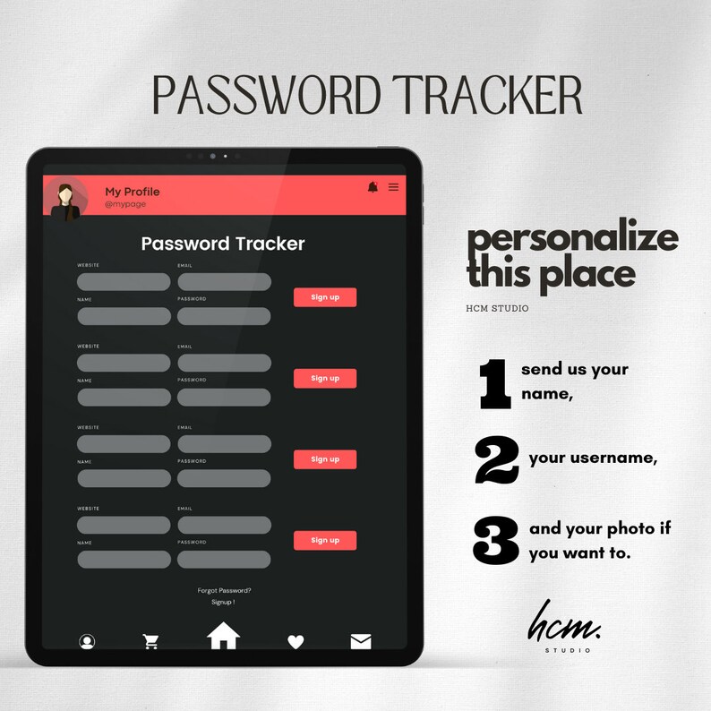 Customizable Password Tracker | Digital Passwordbook | Personalized ...