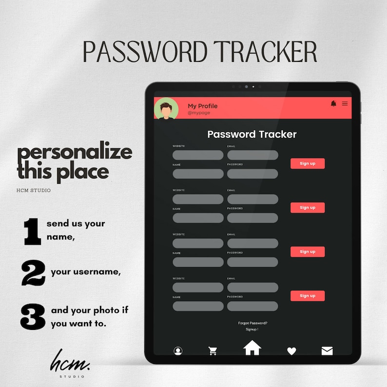 Customizable Password Tracker | Digital Passwordbook | Personalized ...