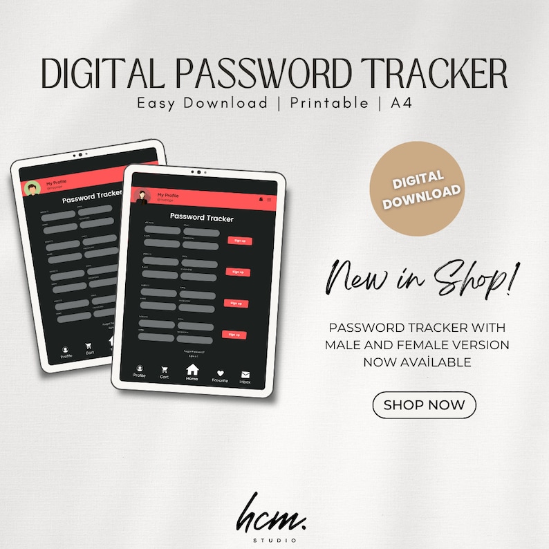 Customizable Password Tracker | Digital Passwordbook | Personalized ...