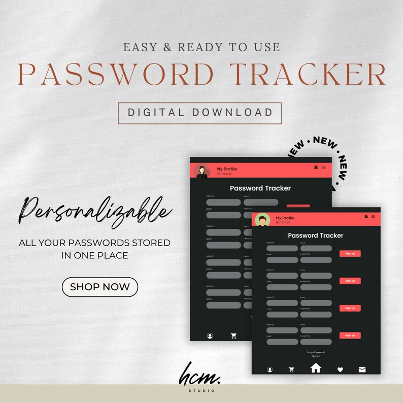 Customizable Password Tracker | Digital Passwordbook | Personalized ...